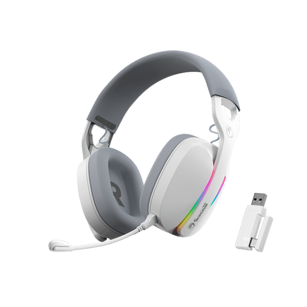 Наушники игровые MARVO Pulz 70W, USB/Bluetooth/2.4 ГГц, 800 мАч, белый (HG9086W WH)