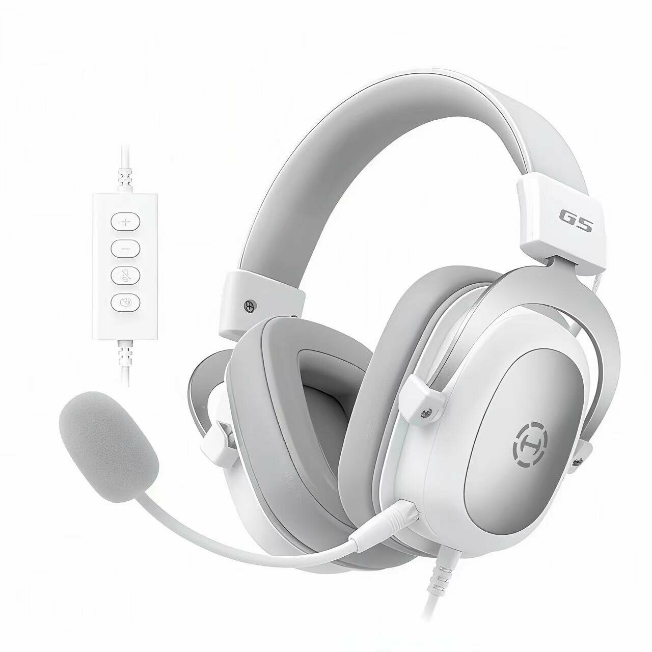 Наушники HECATE Edifier G5, игровые накладные, с микрофоном, USB, 7.1, для ПК, белые