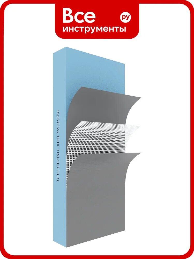 Теплоизоляционная панель Teplofom+, 1250x600x40 мм, экструдированный полистирол