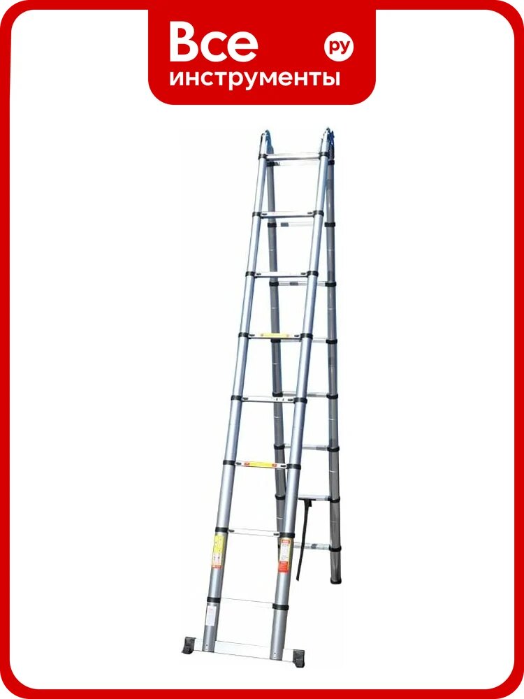Телескопическая стремянка SevenBerg QH, алюминий, двусторонний подъем, 6,4м