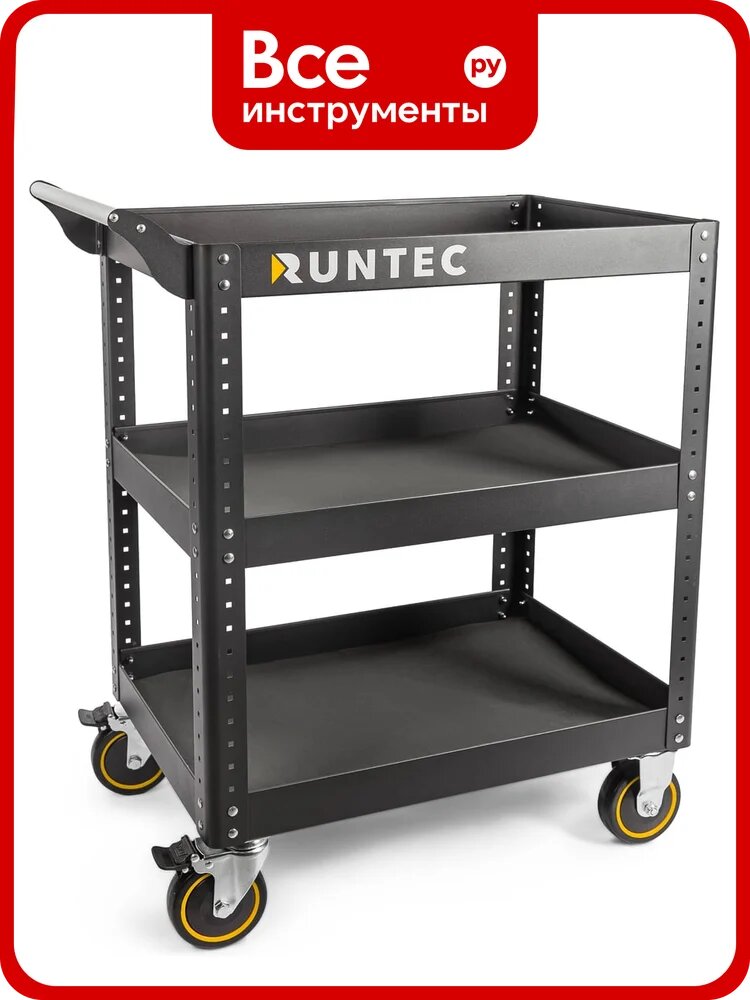 Тележка RUNTEC Performance RT-PR3, 3 полки, черная, стальная, 46x80x91 см