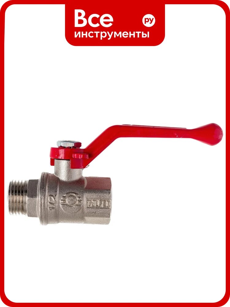 Шаровой кран VALFEX PREMIUM для воды, 1/2" ВР/НР, рычаг VF.215. NR1.012. PREMIUM, профессиональный, никелированная латунь