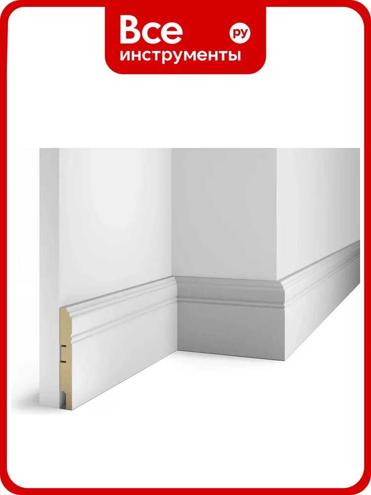 Плинтус COSCA DECOR AP17 под покраску, белый, 115x16x2400 мм, МДФ, с пазом СПБ077573