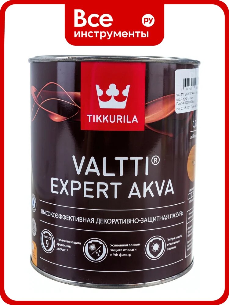 Антисептик для дерева Tikkurila Valtti Expert Akva тик 0,9 л 48448 700009601