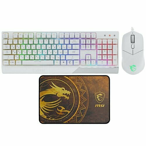 Игровой набор- клавиатура, коврик, мышь, цвет- белый