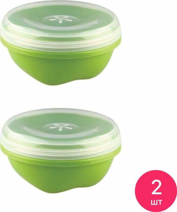 Банка для сыпучих продуктов Phibo / Фибо Eco Style пластиковая с завинчивающейся крышкой, объём 580мл / емкости для хранения (комплект из 2 шт)