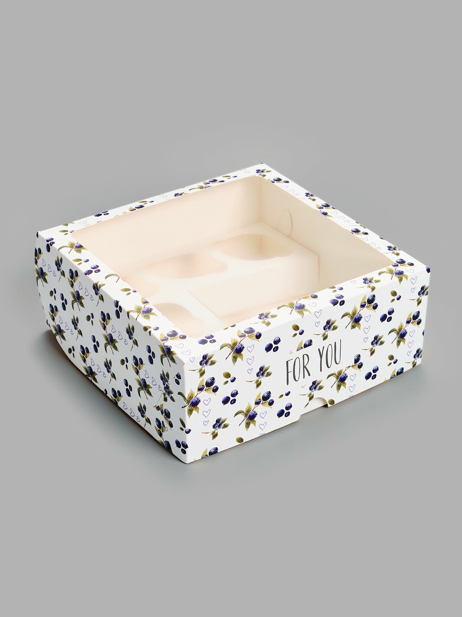Коробка для капкейков For you, 25x25x10 см, тематика: надписи, цифры, буквы, 5 шт.