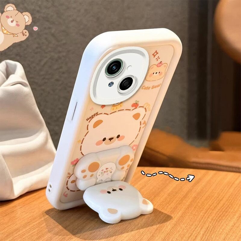 Чехол на TECNO POP 9 4G TECNO SPARK GO 1 TECNO SPARK GO 1S TECNO SPARK GO 2025 черный/белый, объемный с опорой Мультфильмы с кронштейнами милые JTXX03 объемный с опорой мультяшный с кронштейном черно-белый