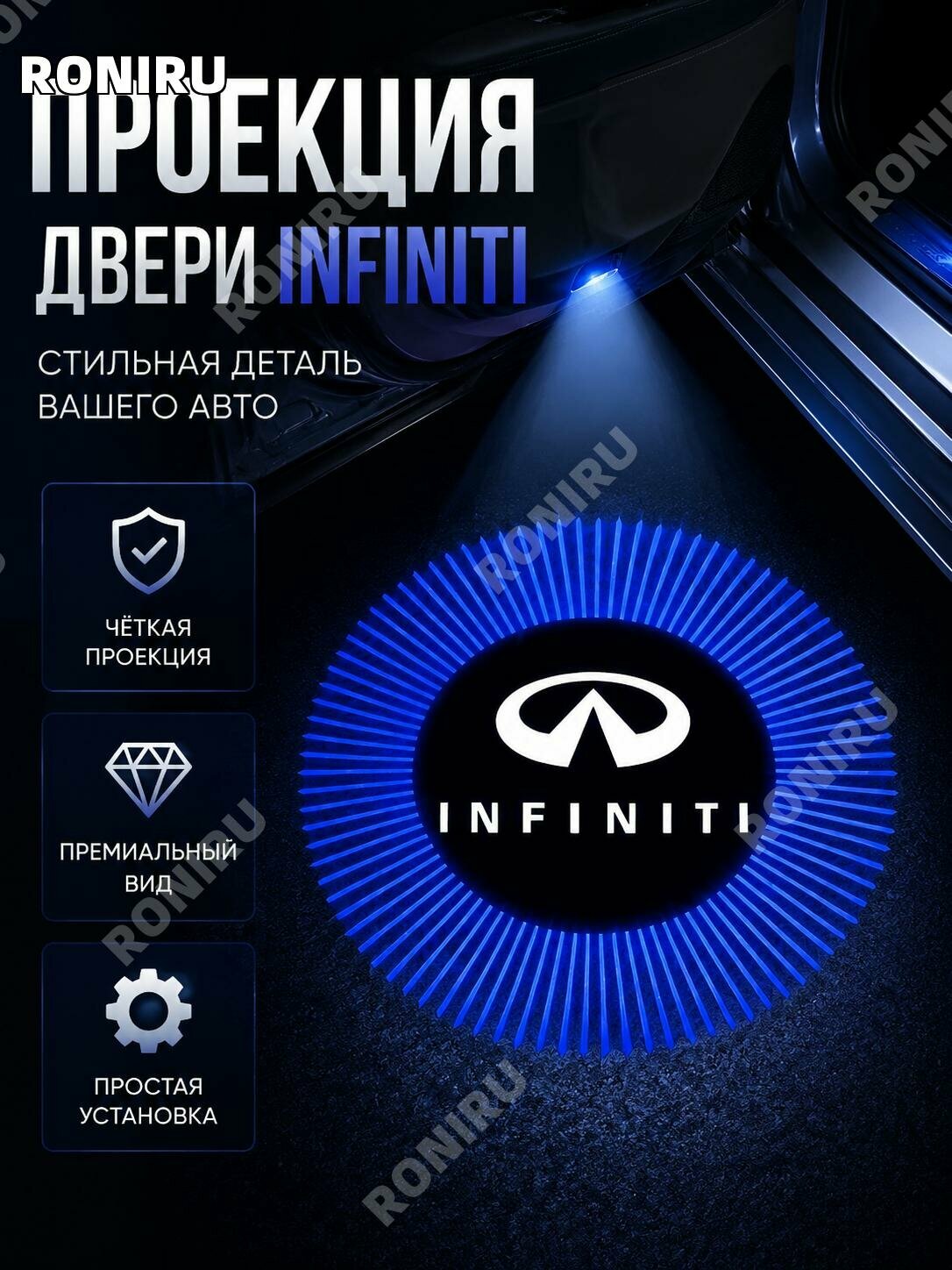 Проекционная подсветка двери для Infiniti QX70