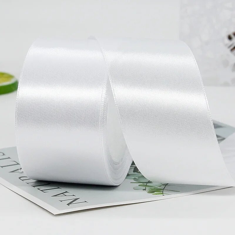 Мerylover полушелковые атласные ленты 6-50 мм 25 ярдов Белый, white, 6mm ribbon