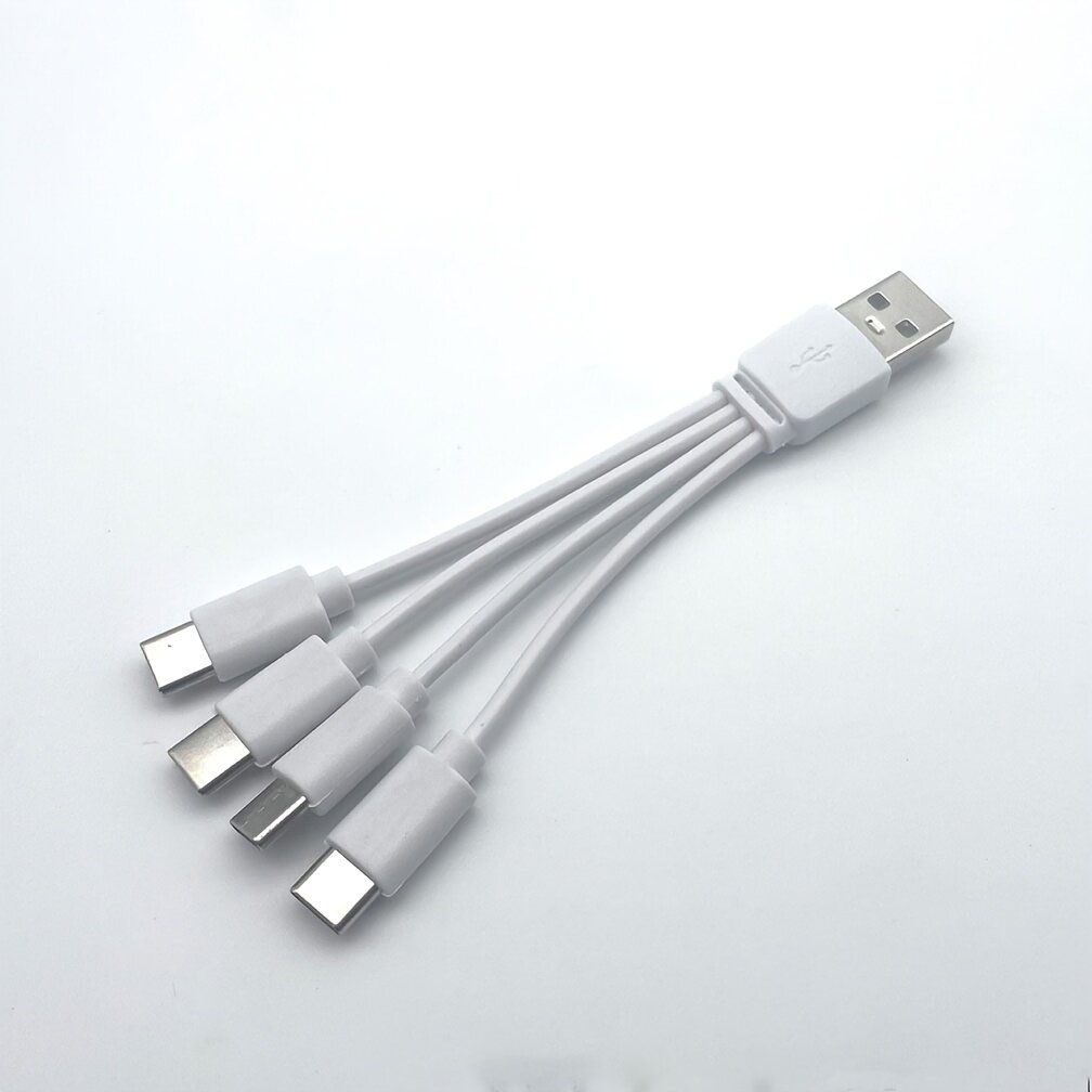 Кабель зарядки 4-в-1 USB - USB-C, короткий Type-C, поддержка передачи данных, для iPhone, Samsung, ноутбуков и других устройств, белый