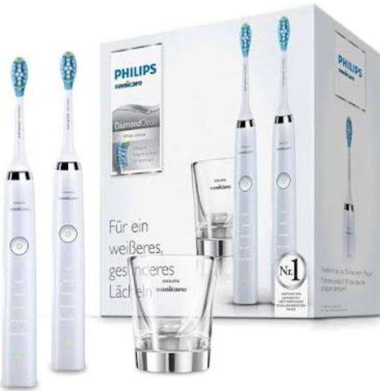 Набор электрических зубных щеток Philips Sonicare DiamondClean HX9327 белые - 2шт, 5 режимов, таймеры, зарядный стакан, версия CN