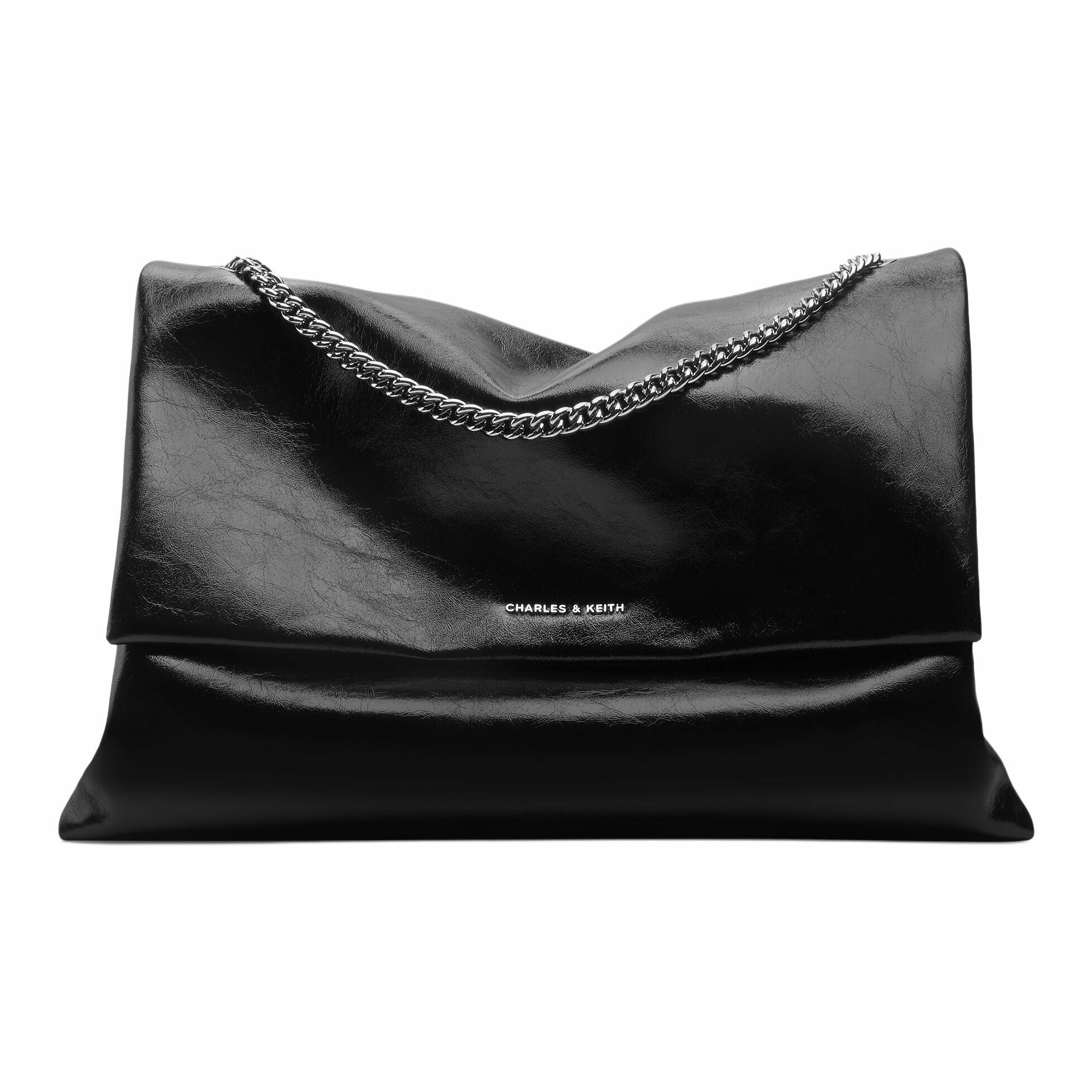 Сумка CHARLES & KEITH, фактура плетеная, черный