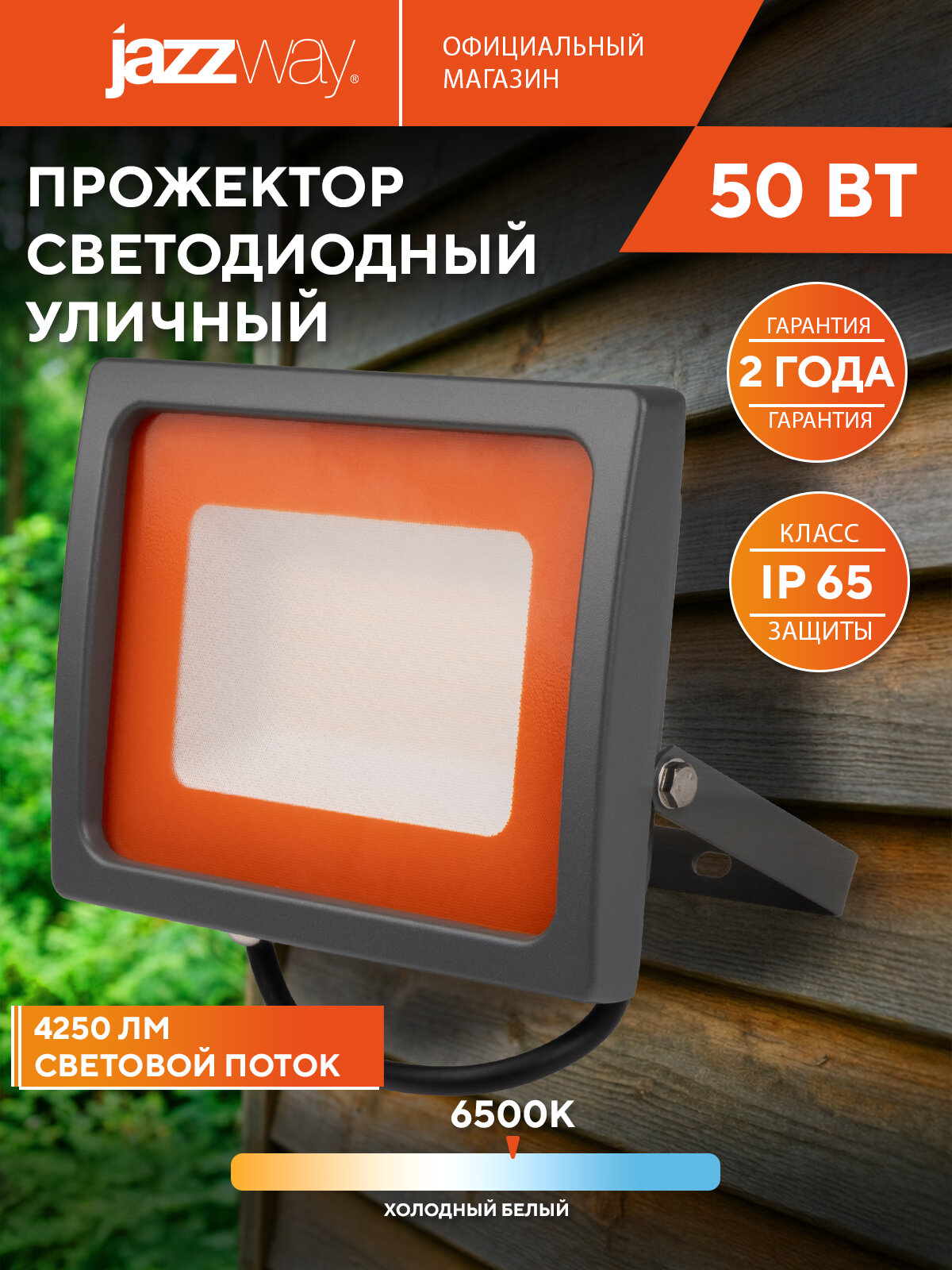 Прожектор светодиодный уличный Jazzway PFL-SC-50w 6500K