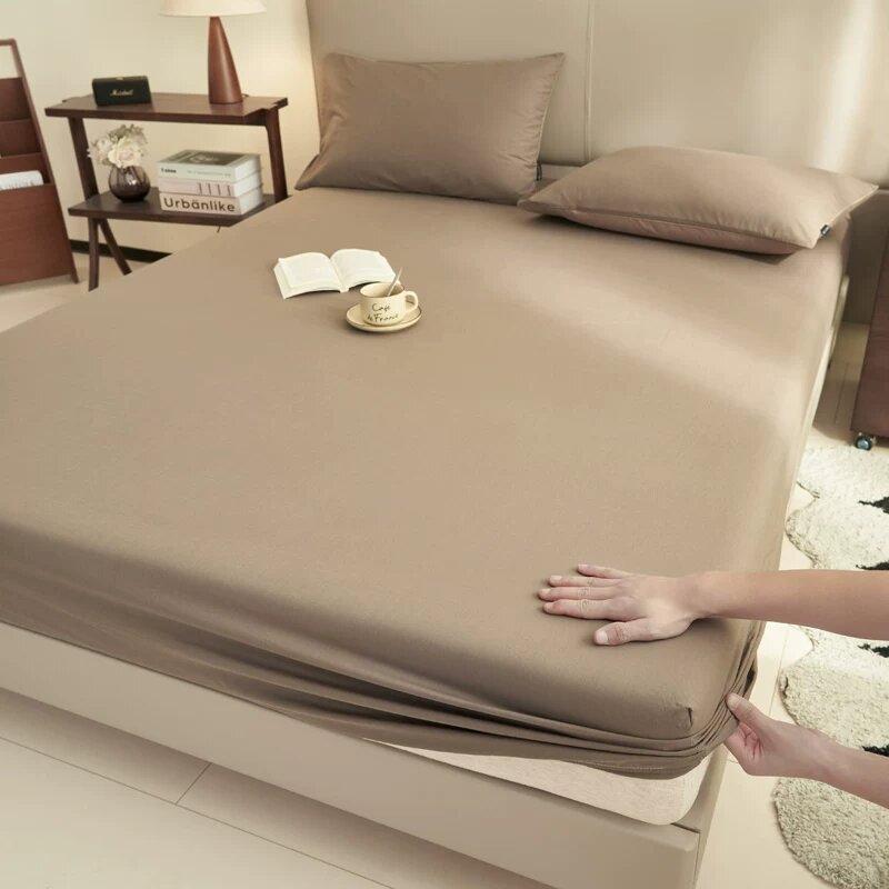 Чехол для кровати из 100% хлопка, теплый древесно-коричневый, 150x200 см, мягкая ткань для постели