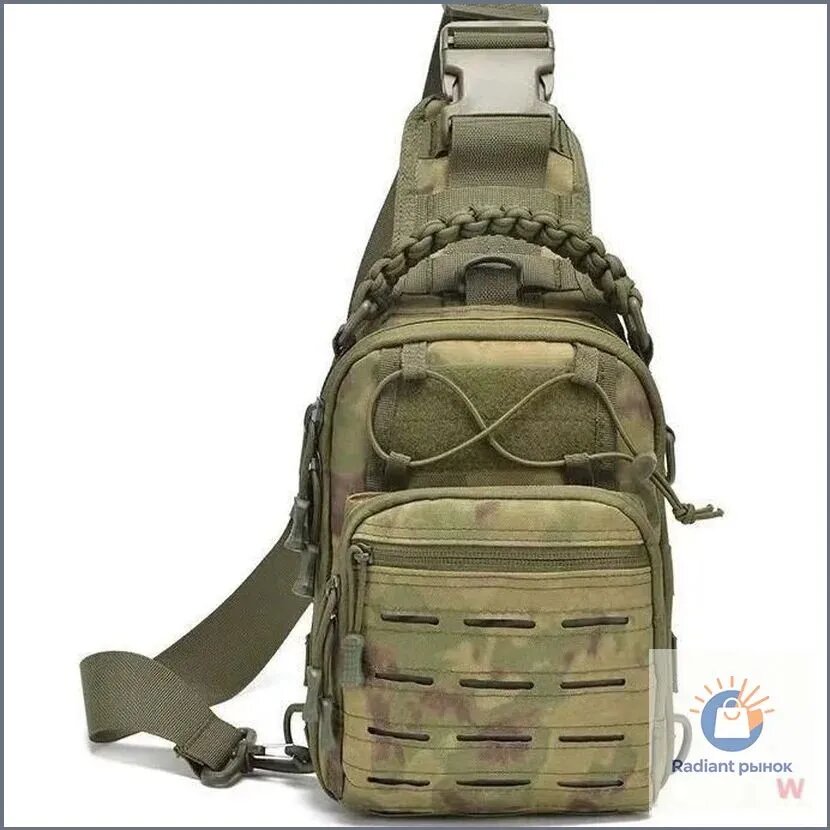 Tactica 7.62 Сумка тактическая, Коричнево Зеленый, одна лямка, ширина 18 см, глубина 8 см