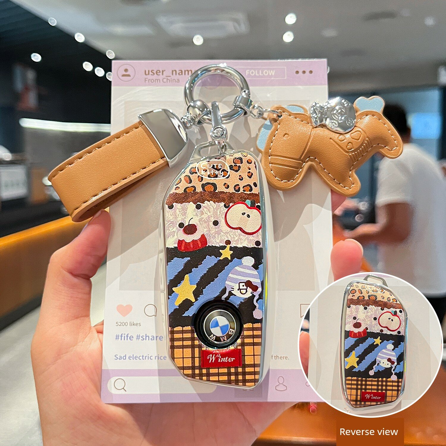 Ключевой чехол BMW MINI G-стиль с полосатым рисунком KT Cat и аксессуаром Money Get