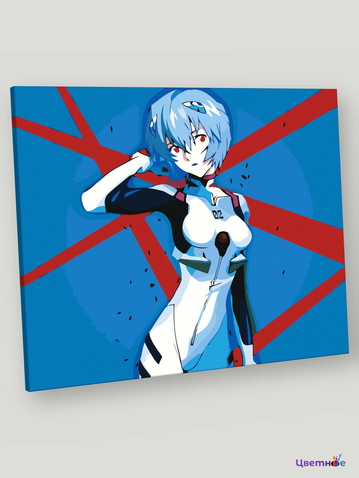 Картина по номерам на холсте с подрамником "Evangelion Евангелион: Рей Аянами", Раскраска 40x50 см, Аниме Стили