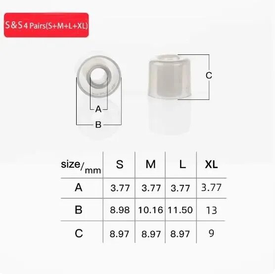 DUNU S&S(Stage&Studio) Silicone Eartips Универсальные силиконовые насадки для наушников XL/ L/M/ S с насадкой 4,0-5,5 мм
