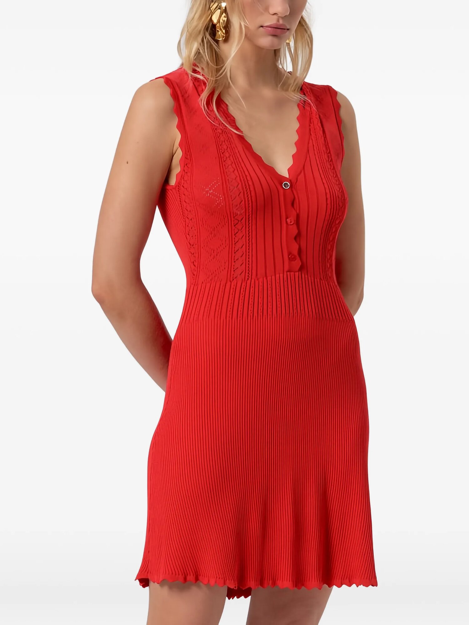 Платье Scallop-edge pointelle-knit dress