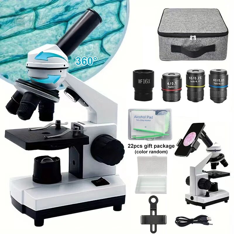 Портативный монокулярный микроскоп Sino Optical 500X-1500X