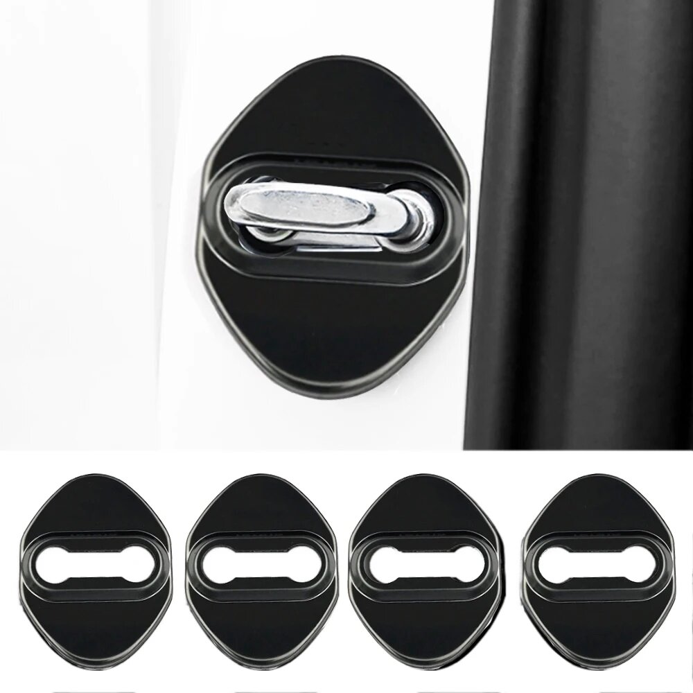 Комплект Из 4 Защитных Накладок На Дверные Замки Для Toyota Sienta 2011-2026 Hybrid, black, Черный