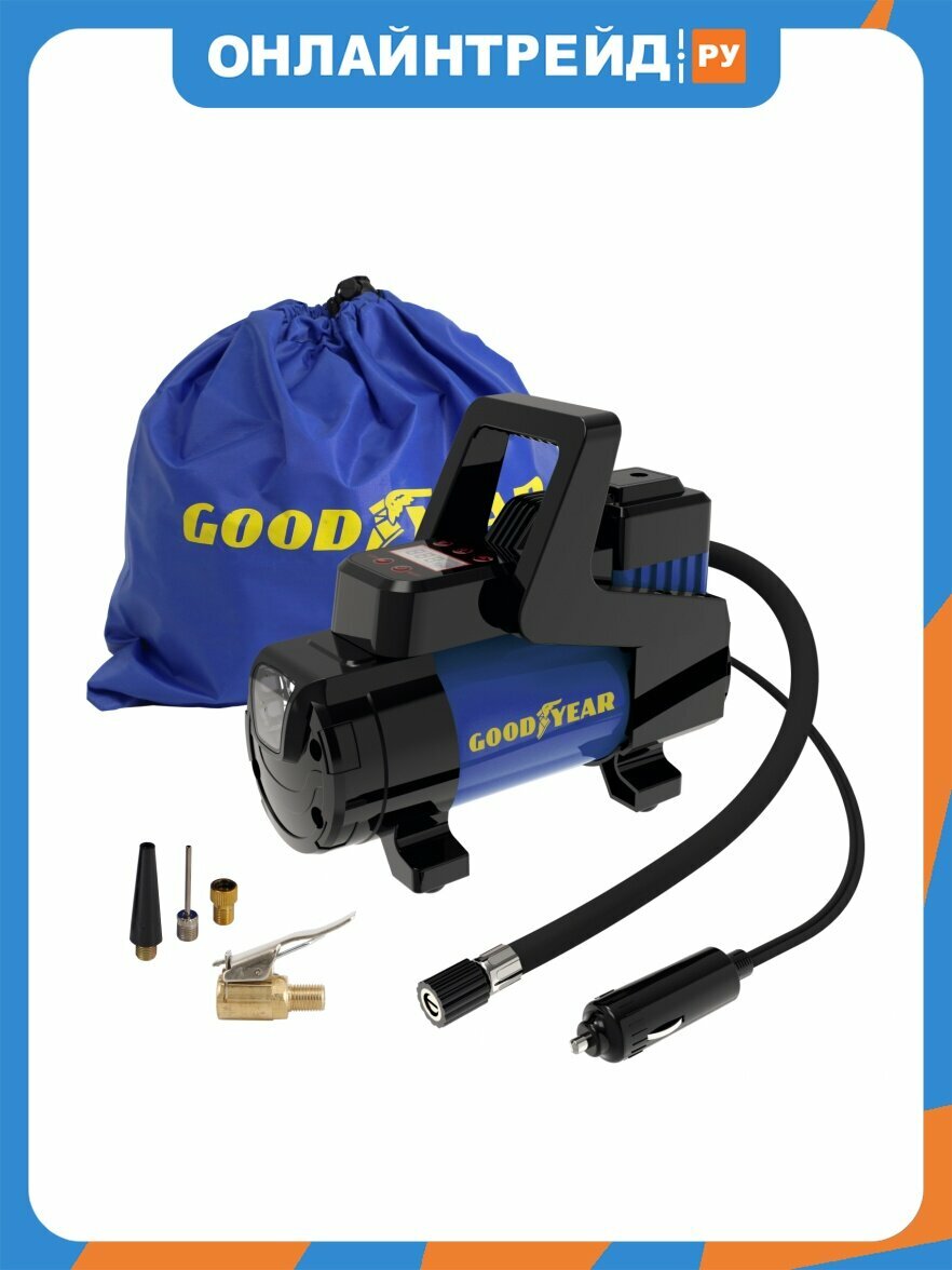 Автомобильный компрессор Goodyear GDYR-30 Smart, 30 л/мин с цифровым манометром, светодиодный фонарь