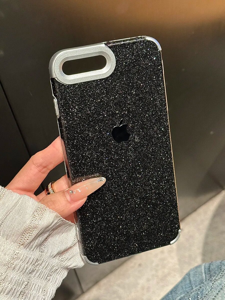 Чехол на iPhone 7 Plus/8 Plus с принтом, защита камеры, черный цвет — фото 1