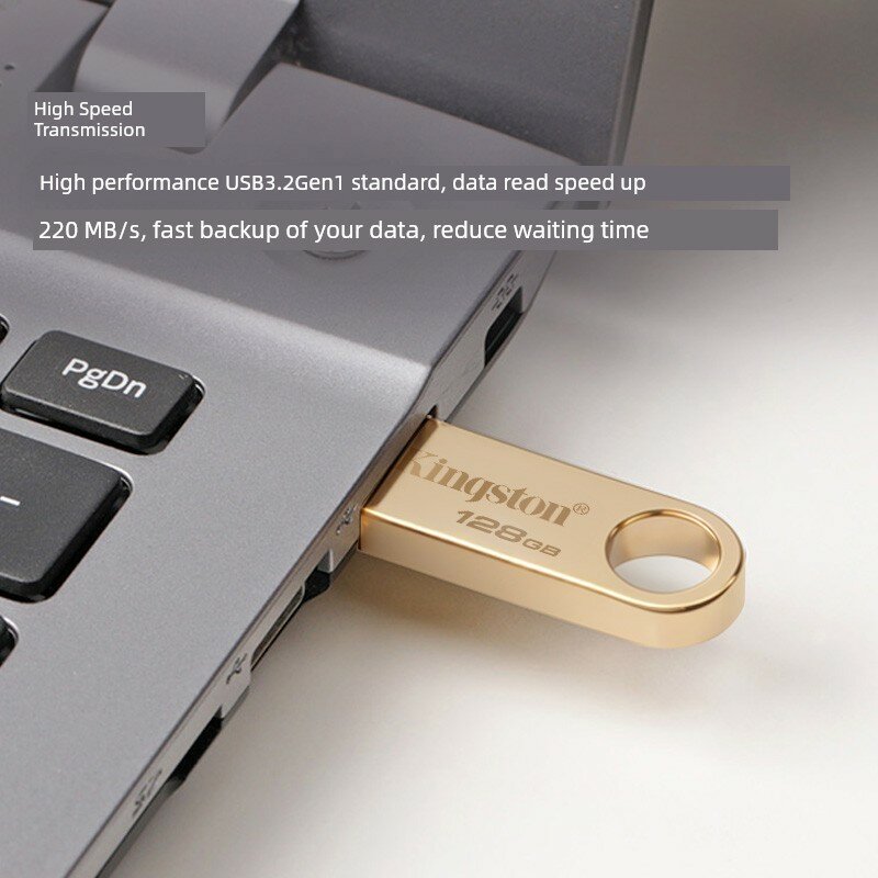 Kingston SE9G3 64GB USB 3.2 Металлический Флеш-накопитель с Тип-С Адаптером и Брелоком для Офиса и Автомобиля