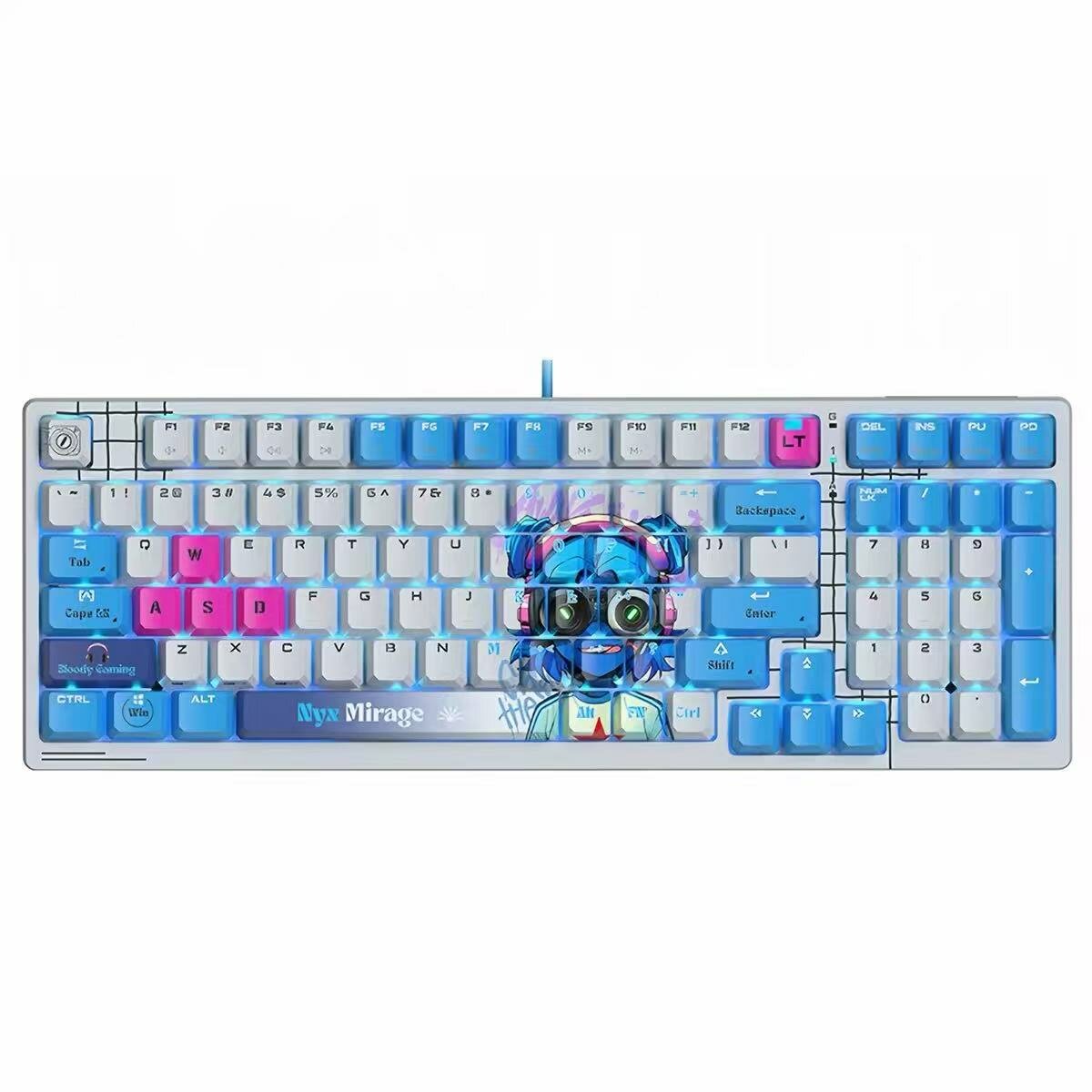 Клавиатура A4TECH Bloody AT98 Proxy Boom, USB, Дикая подруга, синий/белый