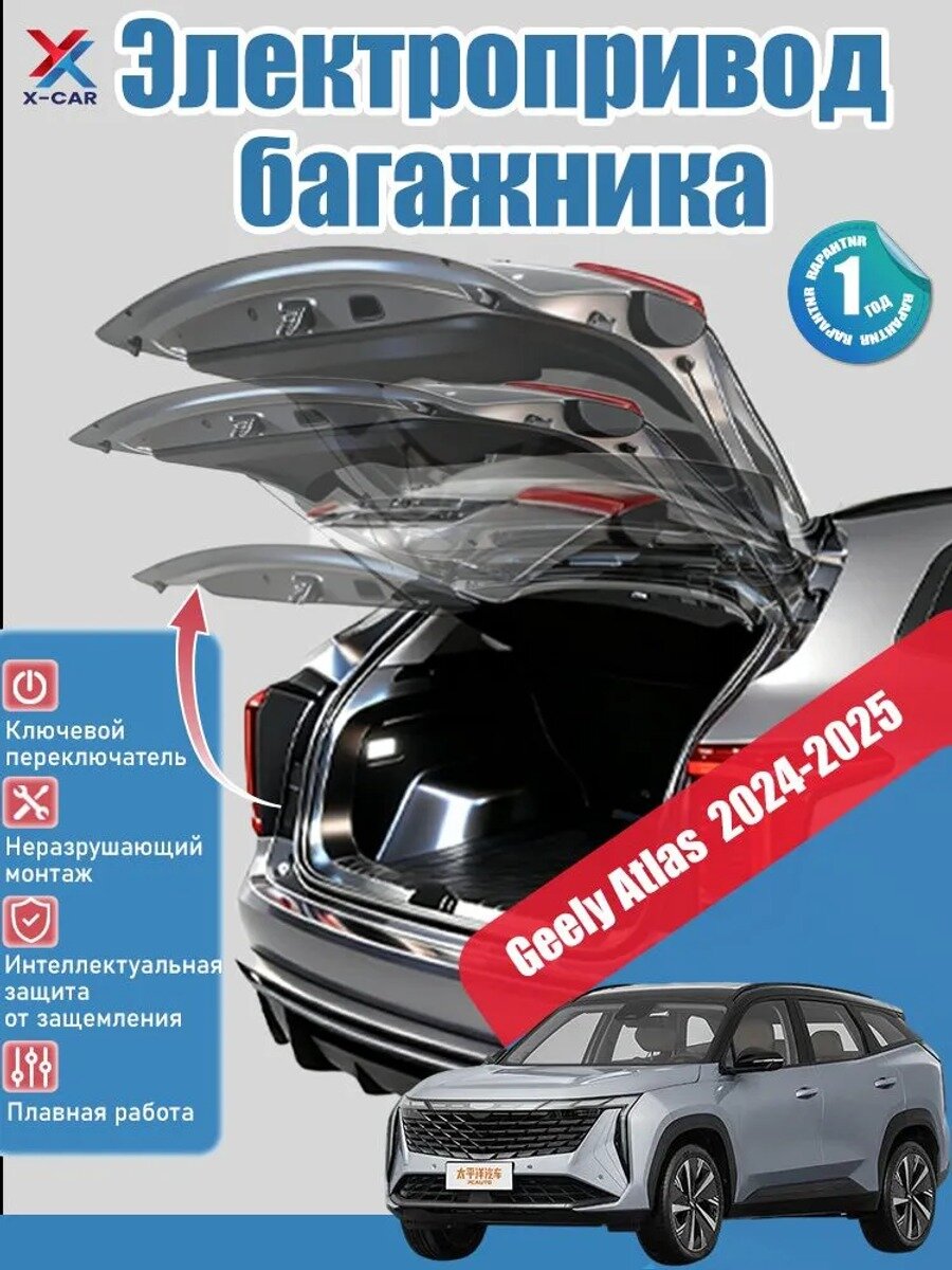 Электрический привод багажника для Geely Atlas 2024-2025, автоматическая задняя дверь с защитой от защемления, с