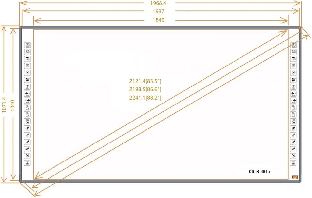 Интерактивная доска Classic Solution CS-IR-89Tu [Инфракрасная, активная зона 86.6" (194x104см), формат 16:9, работа до 20 касаний, одновременная работа нескольких пользователей, подключение и питание по USB 2.0, Windows XP, Vista, 7, 8, 10] — фото 1