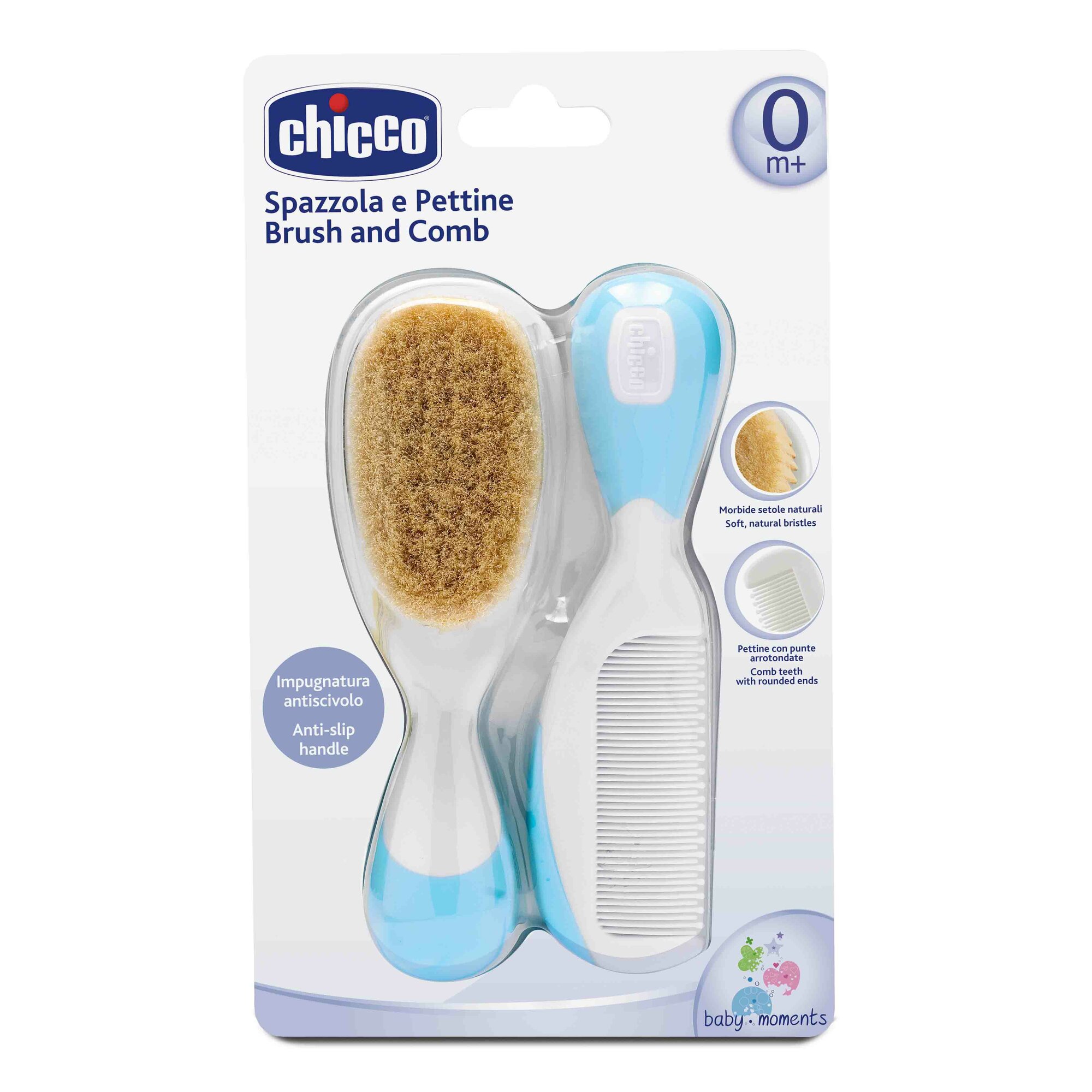 Набор расческа, щетка Chicco голубой 2 предм.
