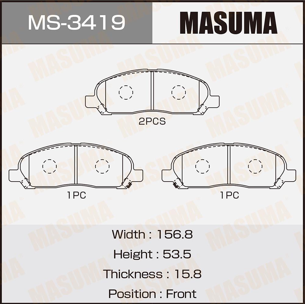 Колодки тормозные дисковые передние MASUMA MS-3419 MITSUBISHI Grandis