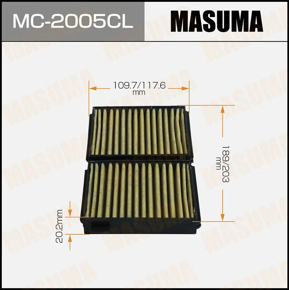 Фильтр салонный угольный MASUMA MC-2005CL для TOYOTA ARISTO 1991-1997, TOYOTA CHASER 1992-2001, TOYOTA CRESTA 1992-2001, TOYOTA CROWN 1991-2001, TOYOTA CROWN MAJESTA 1991-1999, TOYOTA MARK II 1992-2000