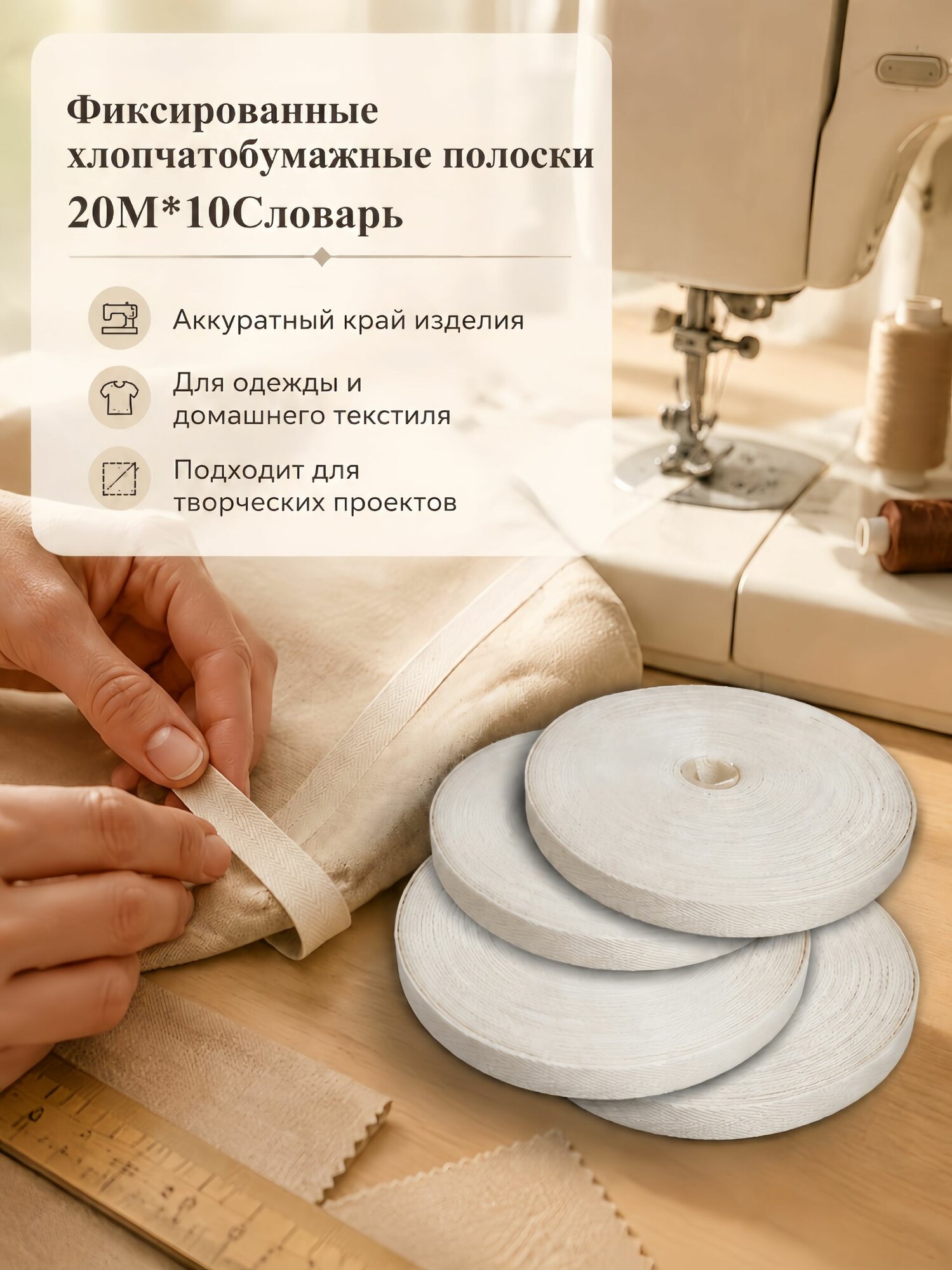 Лента киперная, Тыреть, цвет суровый, 10мм * 200 м.