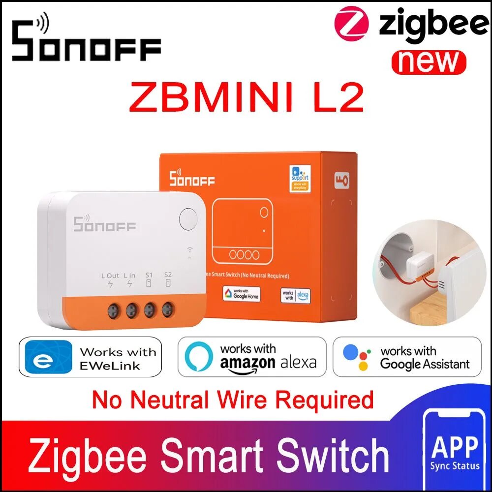 ZigBee Реле Sonoff ZBMINIL2 Extreme, 6A/1320Вт (Работает с Алисой, Нейтральная линия не требуется)