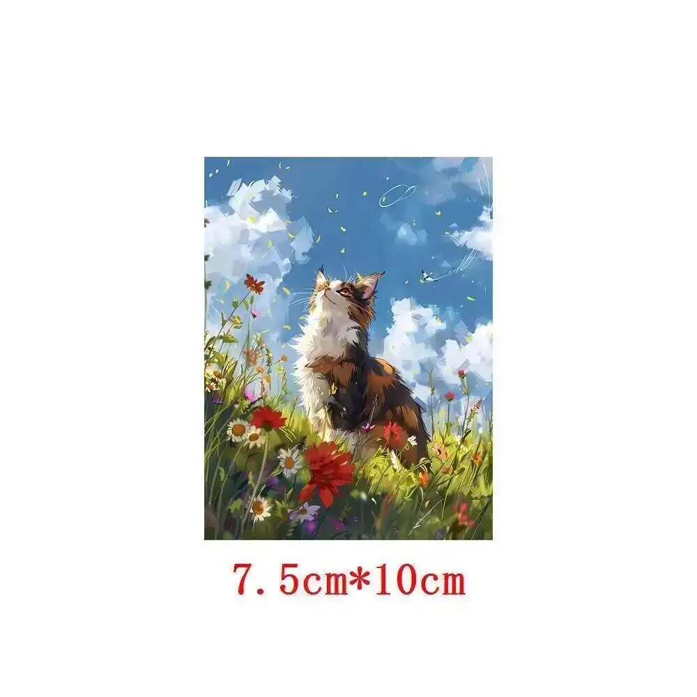 Термонаклейки для одежды "Цветы и кошки"