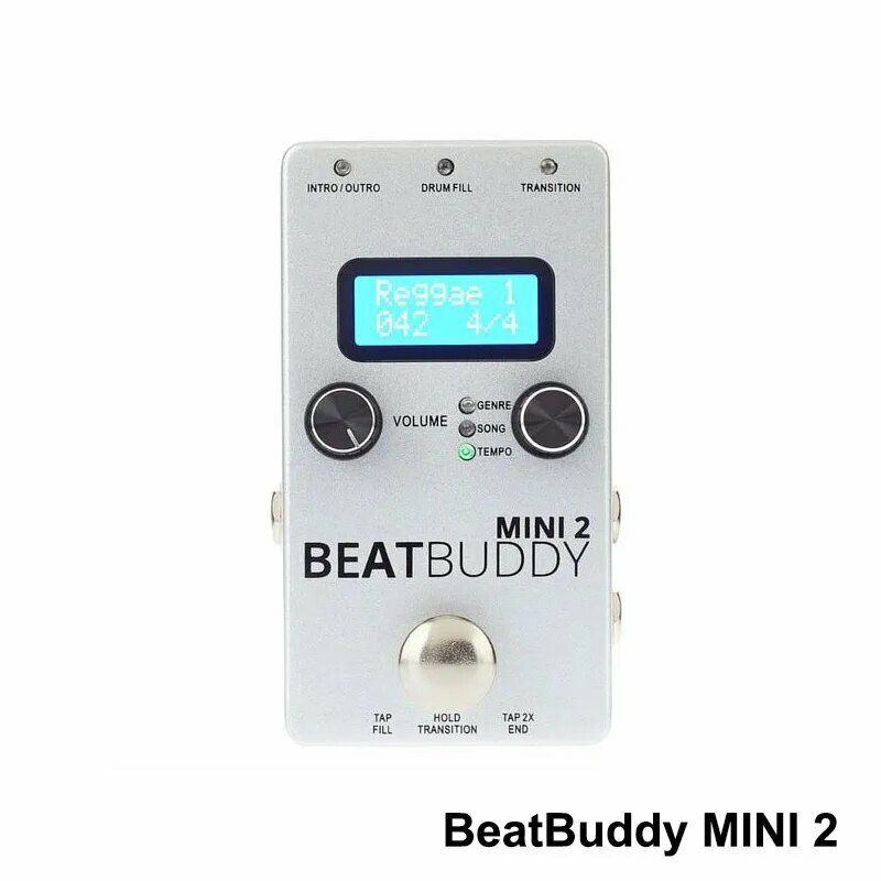 Уникальное звучание педальной драм-машины Singular Sound BeatBuddy MINI 2, мини-гитарный и басовый аккомпанемент, управление педалями, более 200 стилей, 9 ударных установок