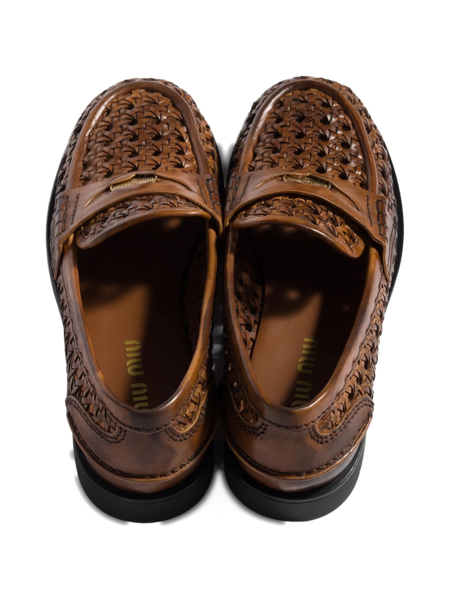 Лоферы Miu Miu Woven leather loafers, размер 37,5 — фото 1