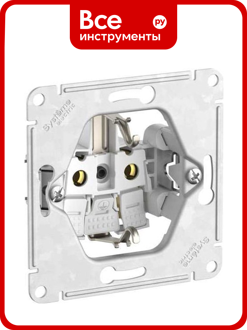 Розетка Systeme Electric ATLASDESIGN с заземлением со шторками, 16А, мех, быстрозажим. клем, красный
