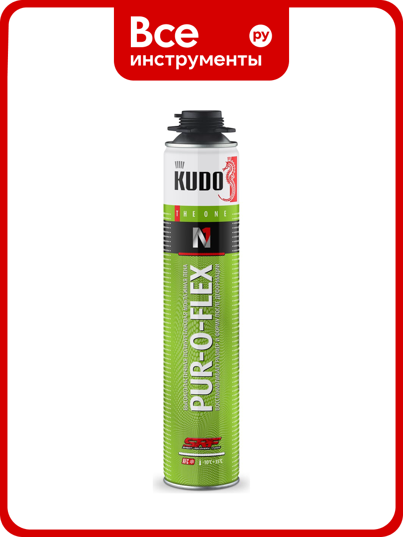 Эластичная монтажная пена KUDO Pur-o-flex профессиональная, всесезонная KUPP10FL35+