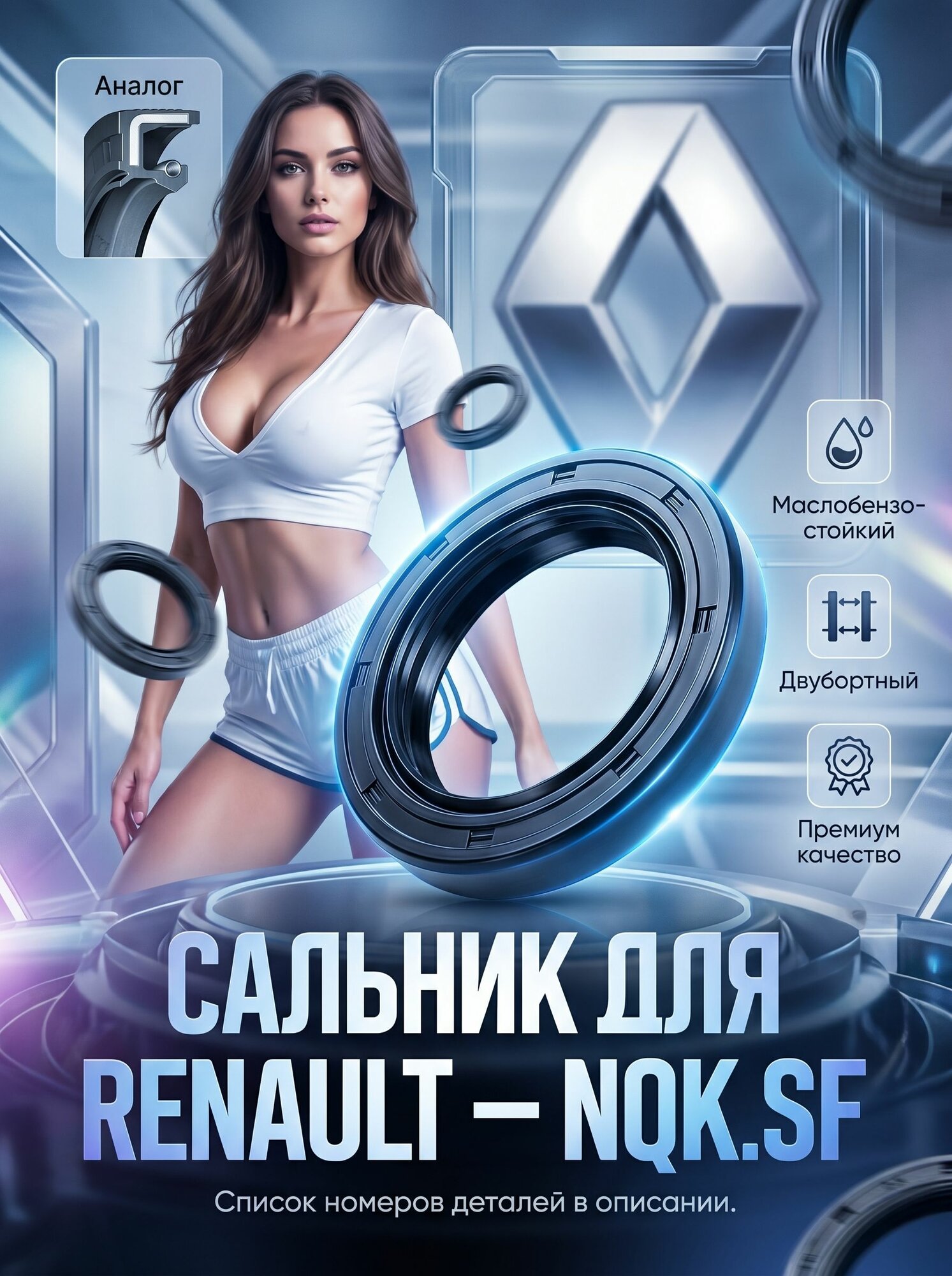 Сальник дифференциала 50560 - NQK.SF на RENAULT 19 II Фургон/хетчбэк (S53_)
