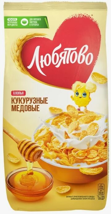 Любятово Хлопья кукурузные Медовые, 250 г