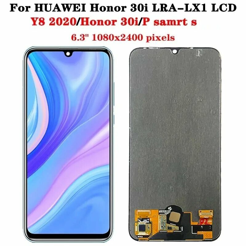 6.3 дюйма AMOLED для Honor 30i, LRA-LX1, LCD дисплей, сенсорный экран, панель дигитайзера, комплектующие