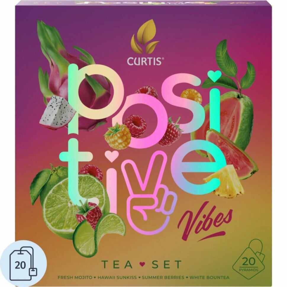 Чай Curtis Positive Vibes Tea Set ассорти, 4 вкуса, 20 пирамидок, 2203435