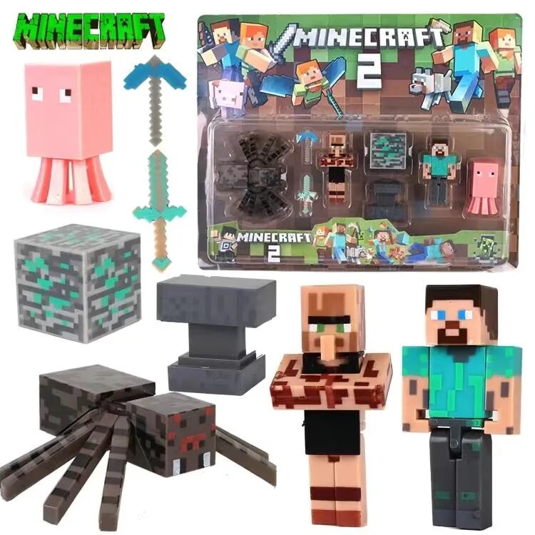 Childlike fun Набор из 6 предметов Minecraft toy doll spider для мальчиков можно перемещать и собирать