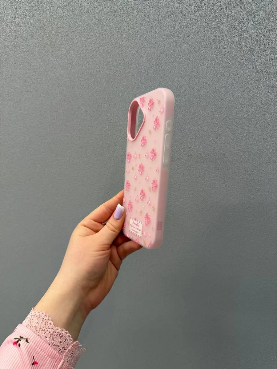 Чехол на Iphone 17, цвет розовый, принт "Розовые бабочки" , женский . — фото 1