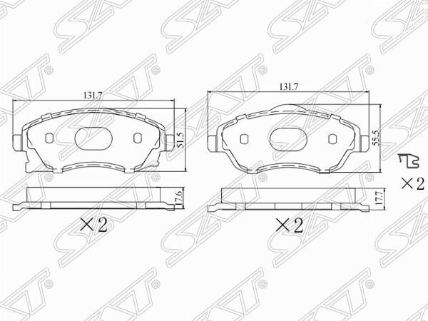 Колодки тормозные SAT ST-28-0080 спереди Opel Corsa 00-06 / Meriva 03-10