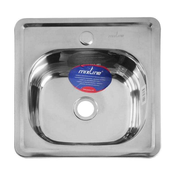Мойка для кухни MIXLINE 531266, врезная, толщина 0,6 мм, 38х38х15 см, 1 1/2", гофросифон